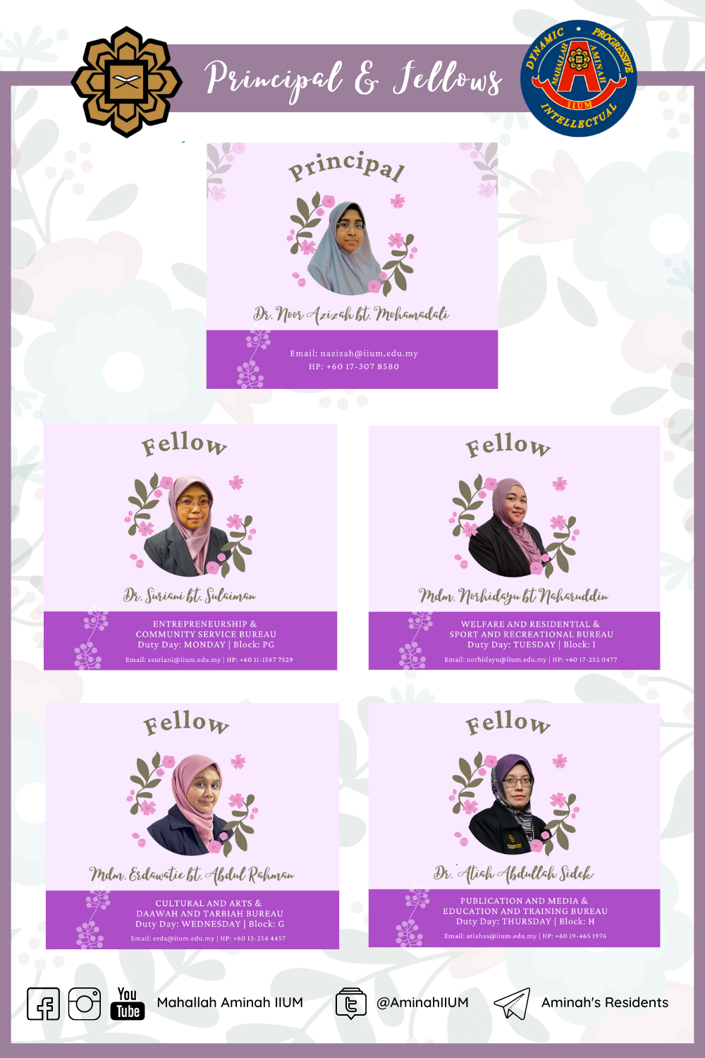 Principal & Fellows | Mahallah Aminah