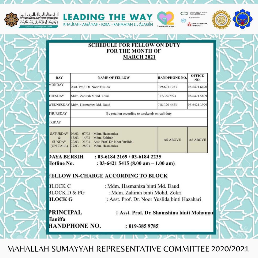 Fellow on Duty – March | Mahallah Sumayyah